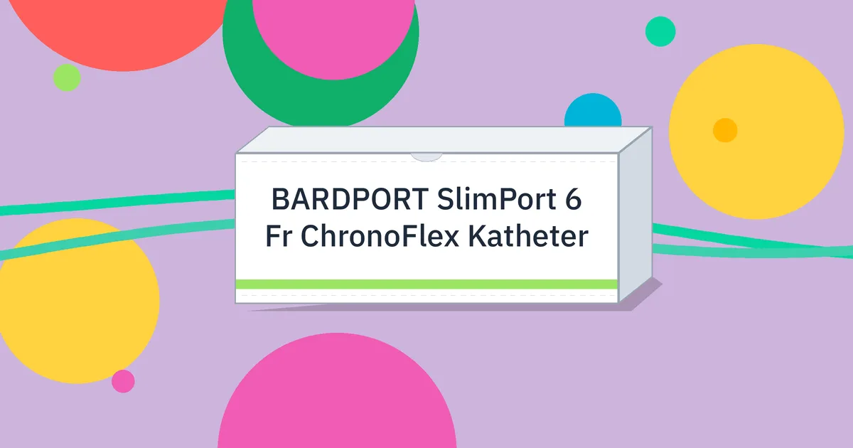 Symbolbild: Packung mit der Aufschrift BARDPORT SlimPort 6 Fr ChronoFlex Katheter (PZN 02755872) – Verfügbarkeit und Bezug in Apotheken in Frankfurt am Main