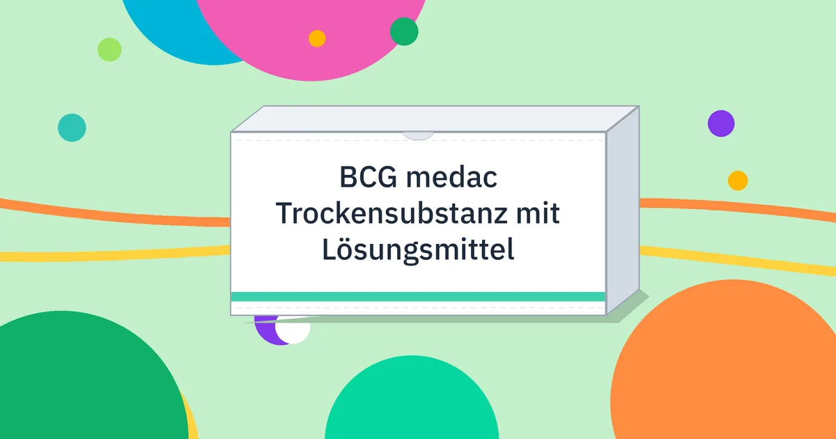 Symbolbild: Packung mit der Aufschrift BCG medac Trockensubstanz mit Lösungsmittel (PZN 02736461) – Verfügbarkeit und Bezug in Apotheken in Frankfurt am Main