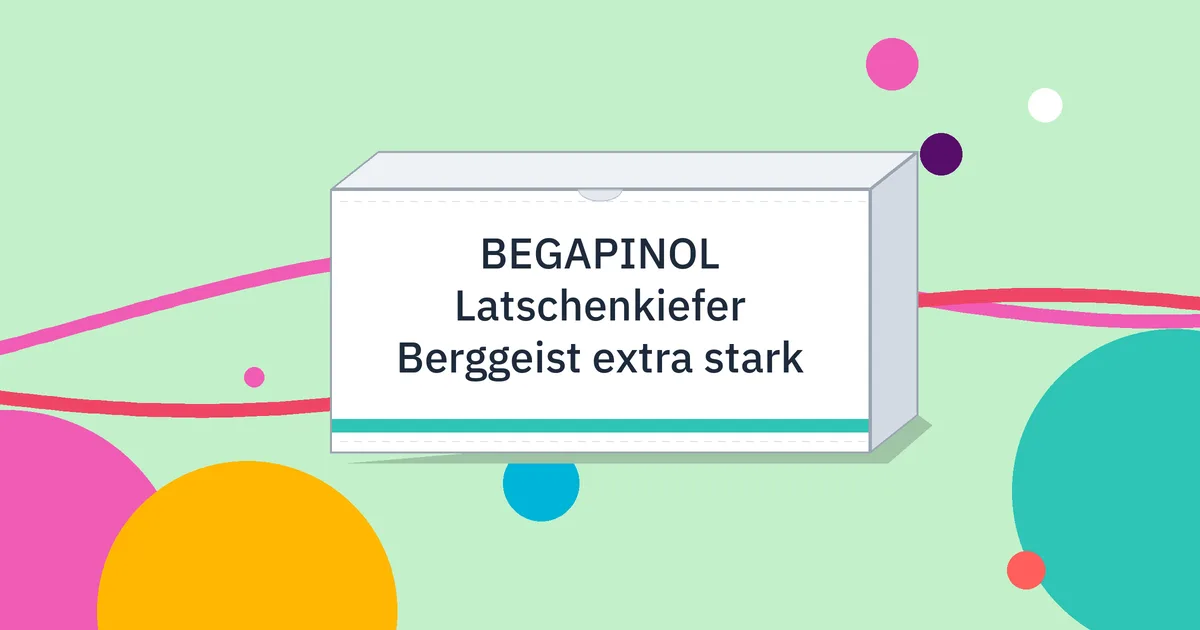 Symbolbild: Packung mit der Aufschrift BEGAPINOL Latschenkiefer Berggeist extra stark (PZN 03643661) – Verfügbarkeit und Bezug in Apotheken in Frankfurt am Main