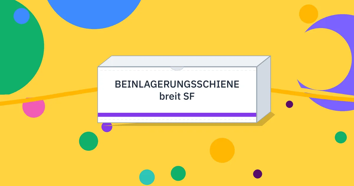 Symbolbild: Packung mit der Aufschrift BEINLAGERUNGSSCHIENE breit SF (PZN 03908450) – Verfügbarkeit und Bezug in Apotheken in Frankfurt am Main