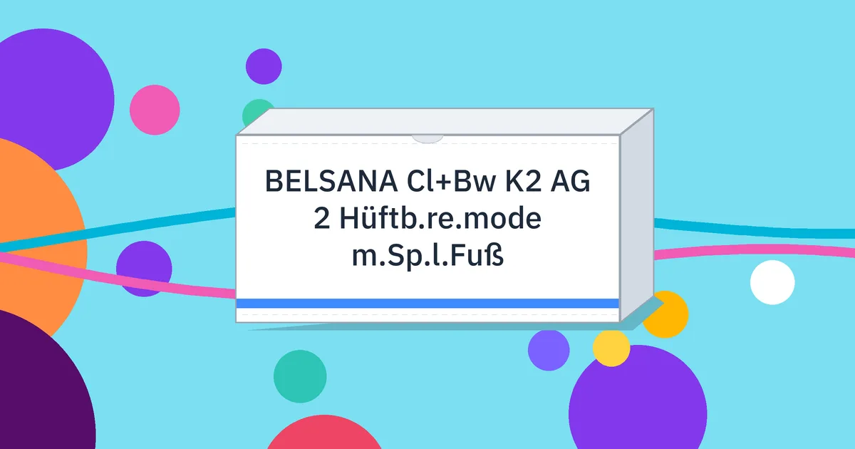 Symbolbild: Packung mit der Aufschrift BELSANA Cl+Bw K2 AG 2 Hüftb.re.mode m.Sp.l.Fuß (PZN 12254266) – Verfügbarkeit und Bezug in Apotheken in Frankfurt am Main