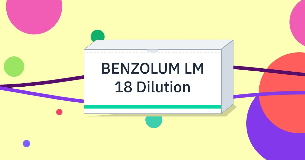 Symbolbild: Packung mit der Aufschrift BENZOLUM LM 18 Dilution (PZN 12792549) – Verfügbarkeit und Bezug in Apotheken in Frankfurt am Main