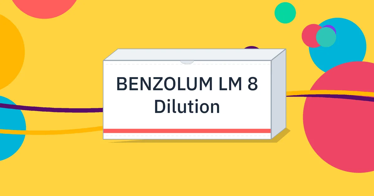 Symbolbild: Packung mit der Aufschrift BENZOLUM LM 8 Dilution (PZN 12792414) – Verfügbarkeit und Bezug in Apotheken in Frankfurt am Main