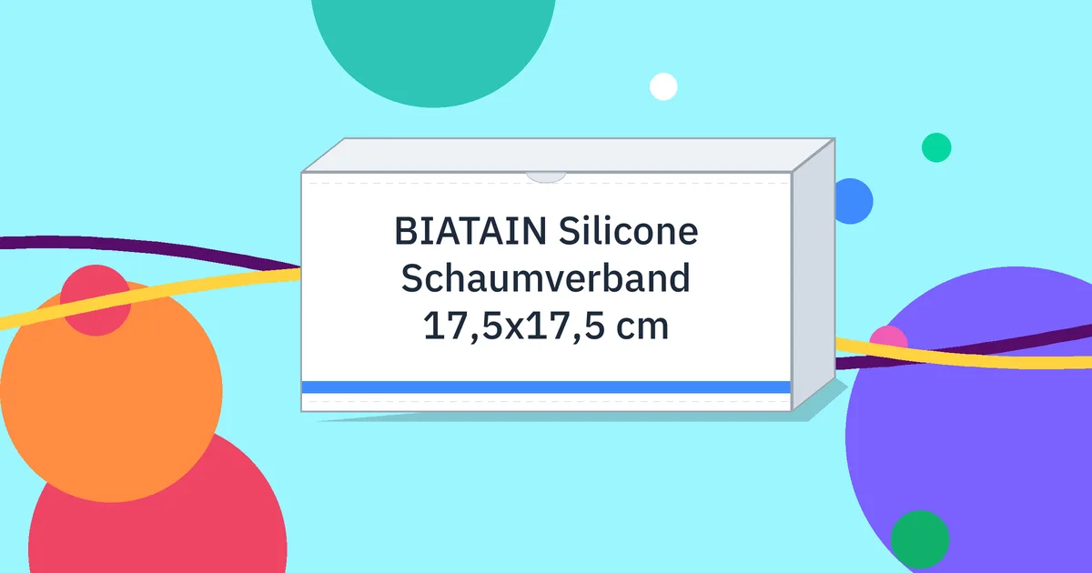 Symbolbild: Packung mit der Aufschrift BIATAIN Silicone Schaumverband 17,5x17,5 cm (PZN 14278845) – Verfügbarkeit und Bezug in Apotheken in Frankfurt am Main