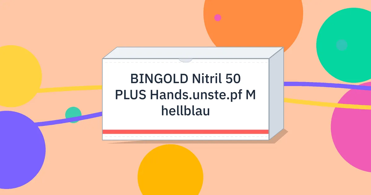 Symbolbild: Packung mit der Aufschrift BINGOLD Nitril 50 PLUS Hands.unste.pf M hellblau (PZN 20040289) – Verfügbarkeit und Bezug in Apotheken in Frankfurt am Main
