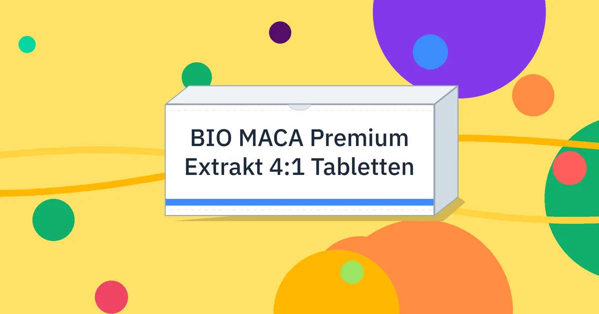 Symbolbild: Packung mit der Aufschrift BIO MACA Premium Extrakt 4:1 Tabletten (PZN 10009031) – Verfügbarkeit und Bezug in Apotheken in Frankfurt am Main