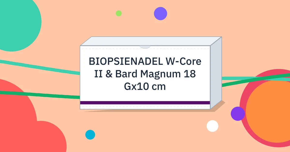 Symbolbild: Packung mit der Aufschrift BIOPSIENADEL W-Core II & Bard Magnum 18 Gx10 cm (PZN 19529654) – Verfügbarkeit und Bezug in Apotheken in Frankfurt am Main