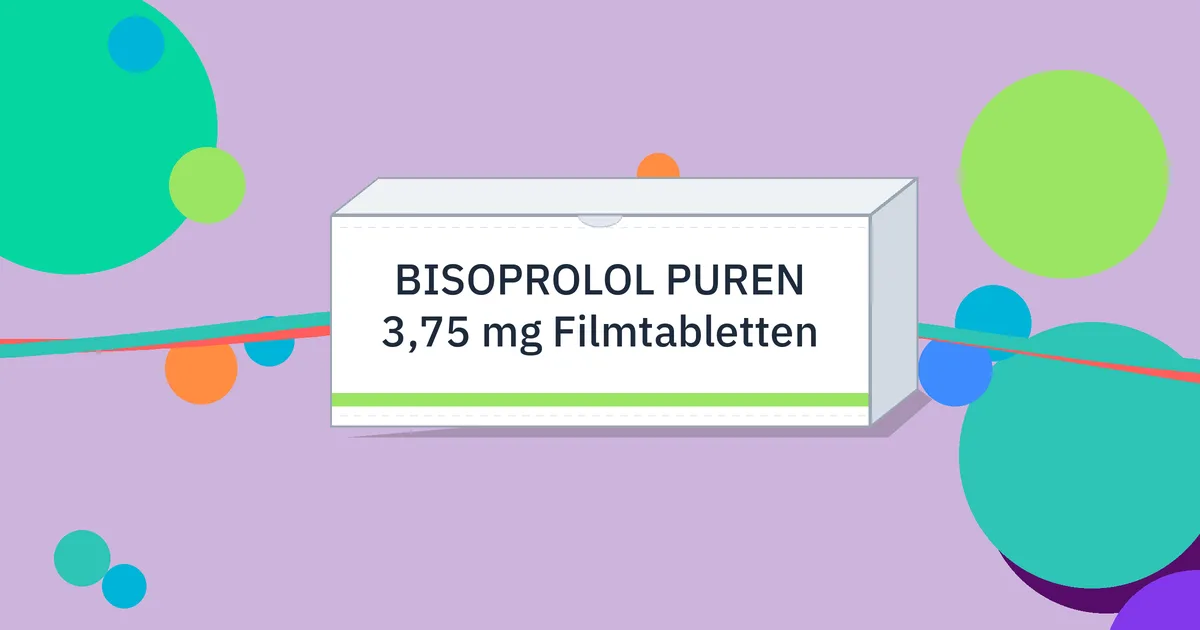 Symbolbild: Packung mit der Aufschrift BISOPROLOL PUREN 3,75 mg Filmtabletten (PZN 14043148) – Verfügbarkeit und Bezug in Apotheken in Frankfurt am Main