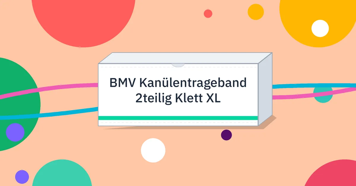 Symbolbild: Packung mit der Aufschrift BMV Kanülentrageband 2teilig Klett XL (PZN 20542387) – Verfügbarkeit und Bezug in Apotheken in Frankfurt am Main