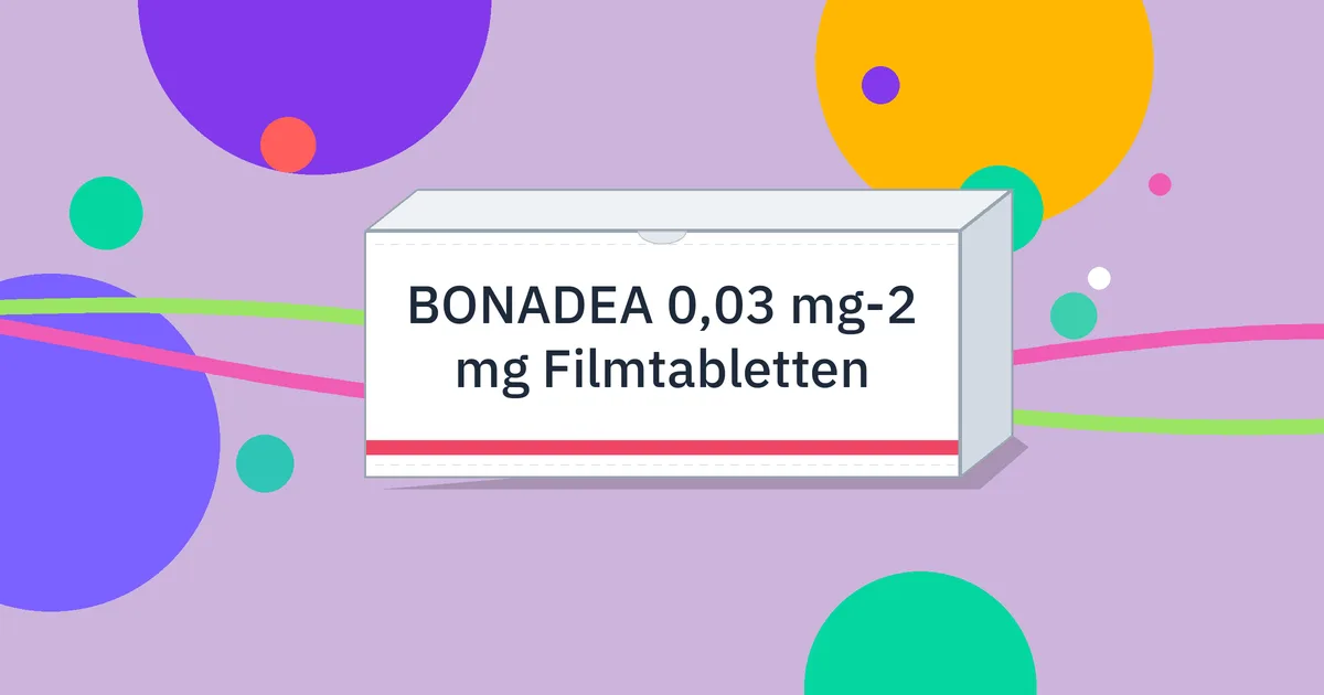 Symbolbild: Packung mit der Aufschrift BONADEA 0,03 mg-2 mg Filmtabletten (PZN 09213312) – Verfügbarkeit und Bezug in Apotheken in Frankfurt am Main