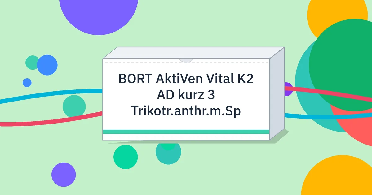 Symbolbild: Packung mit der Aufschrift BORT AktiVen Vital K2 AD kurz 3 Trikotr.anthr.m.Sp (PZN 13728594) – Verfügbarkeit und Bezug in Apotheken in Frankfurt am Main
