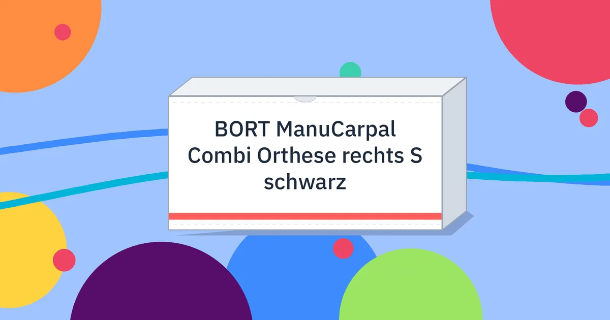 Symbolbild: Packung mit der Aufschrift BORT ManuCarpal Combi Orthese rechts S schwarz (PZN 02766321) – Verfügbarkeit und Bezug in Apotheken in Frankfurt am Main