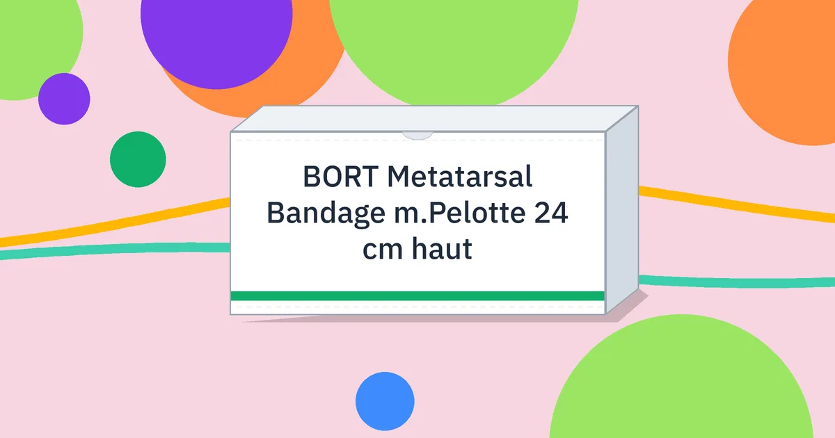 Symbolbild: Packung mit der Aufschrift BORT Metatarsal Bandage m.Pelotte 24 cm haut (PZN 02687231) – Verfügbarkeit und Bezug in Apotheken in Frankfurt am Main