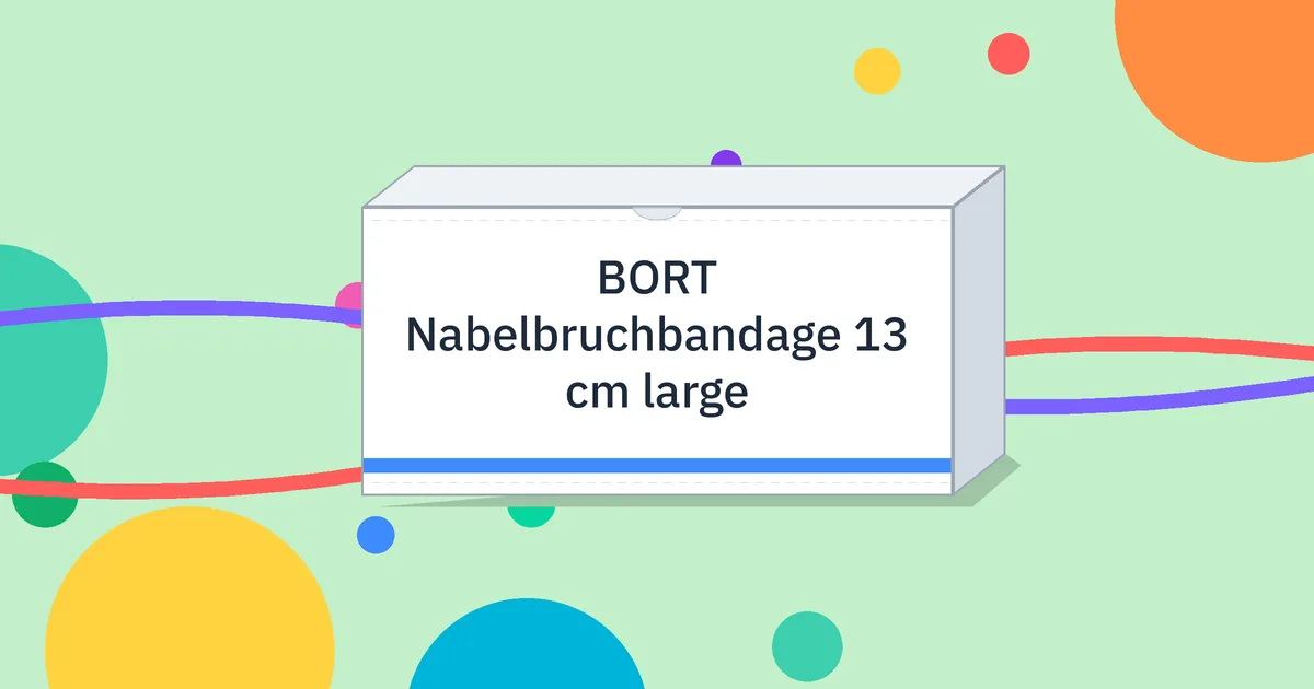Symbolbild: Packung mit der Aufschrift BORT Nabelbruchbandage 13 cm large (PZN 20105540) – Verfügbarkeit und Bezug in Apotheken in Frankfurt am Main