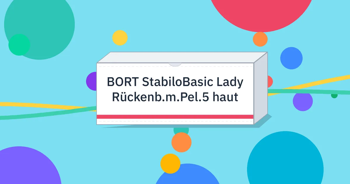 Symbolbild: Packung mit der Aufschrift BORT StabiloBasic Lady Rückenb.m.Pel.5 haut (PZN 05873230) – Verfügbarkeit und Bezug in Apotheken in Frankfurt am Main