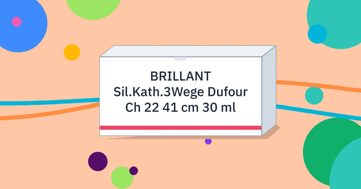 Symbolbild: Packung mit der Aufschrift BRILLANT Sil.Kath.3Wege Dufour Ch 22 41 cm 30 ml (PZN 07113730) – Verfügbarkeit und Bezug in Apotheken in Frankfurt am Main