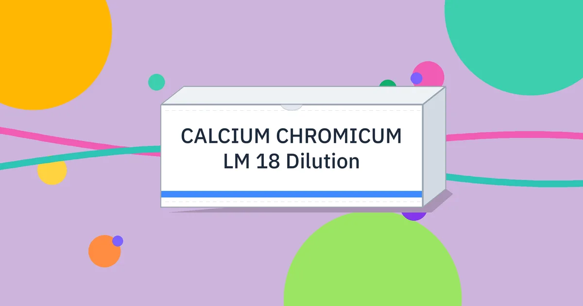 Symbolbild: Packung mit der Aufschrift CALCIUM CHROMICUM LM 18 Dilution (PZN 13408406) – Verfügbarkeit und Bezug in Apotheken in Frankfurt am Main