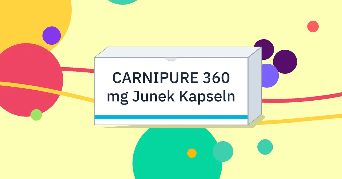 Symbolbild: Packung mit der Aufschrift CARNIPURE 360 mg Junek Kapseln (PZN 00986745) – Verfügbarkeit und Bezug in Apotheken in Frankfurt am Main
