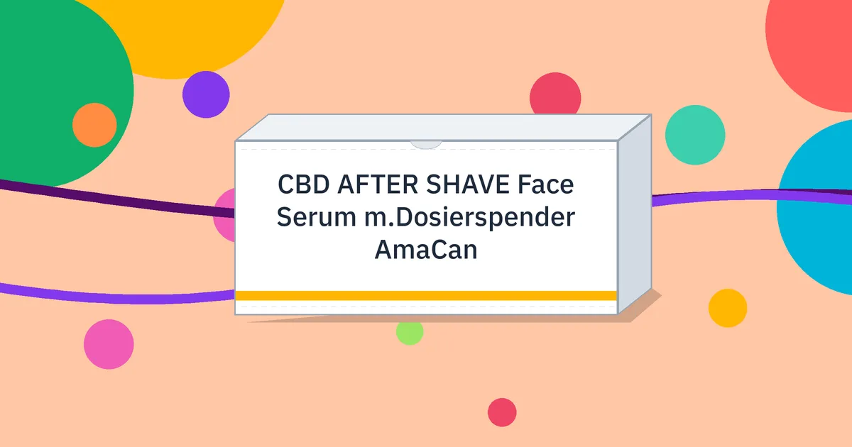 Symbolbild: Packung mit der Aufschrift CBD AFTER SHAVE Face Serum m.Dosierspender AmaCan (PZN 18213972) – Verfügbarkeit und Bezug in Apotheken in Frankfurt am Main