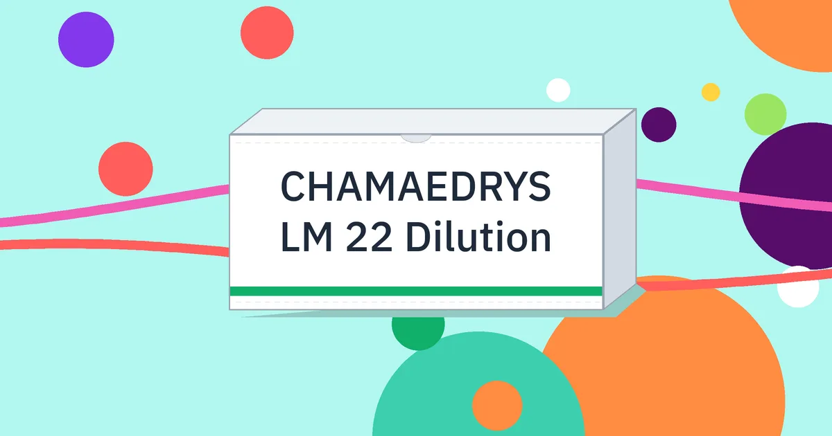 Symbolbild: Packung mit der Aufschrift CHAMAEDRYS LM 22 Dilution (PZN 13438620) – Verfügbarkeit und Bezug in Apotheken in Frankfurt am Main