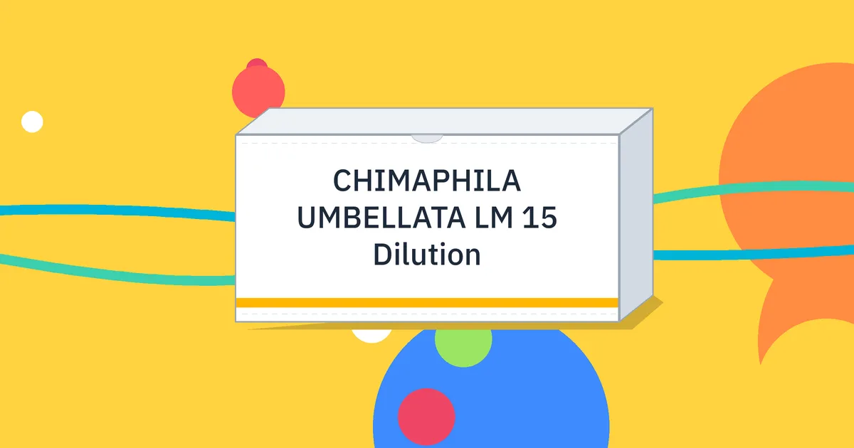 Symbolbild: Packung mit der Aufschrift CHIMAPHILA UMBELLATA LM 15 Dilution (PZN 12813412) – Verfügbarkeit und Bezug in Apotheken in Frankfurt am Main