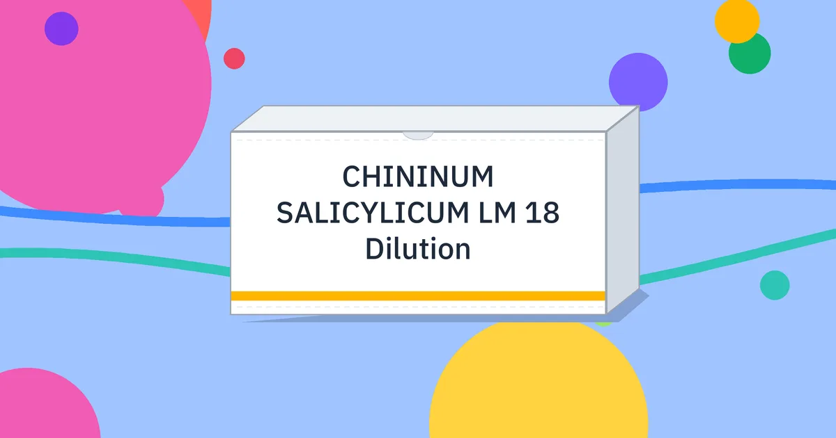 Symbolbild: Packung mit der Aufschrift CHININUM SALICYLICUM LM 18 Dilution (PZN 12815670) – Verfügbarkeit und Bezug in Apotheken in Frankfurt am Main