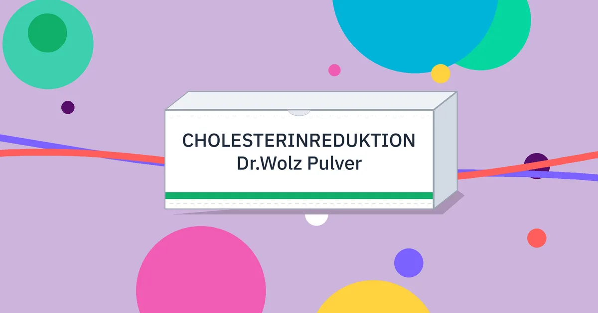 Symbolbild: Packung mit der Aufschrift CHOLESTERINREDUKTION Dr.Wolz Pulver (PZN 07619582) – Verfügbarkeit und Bezug in Apotheken in Frankfurt am Main