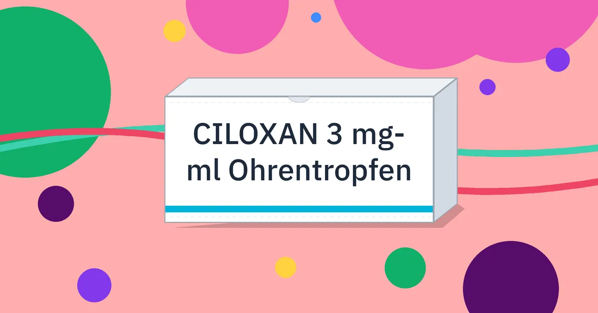 Symbolbild: Packung mit der Aufschrift CILOXAN 3 mg-ml Ohrentropfen (PZN 10041922) – Verfügbarkeit und Bezug in Apotheken in Frankfurt am Main