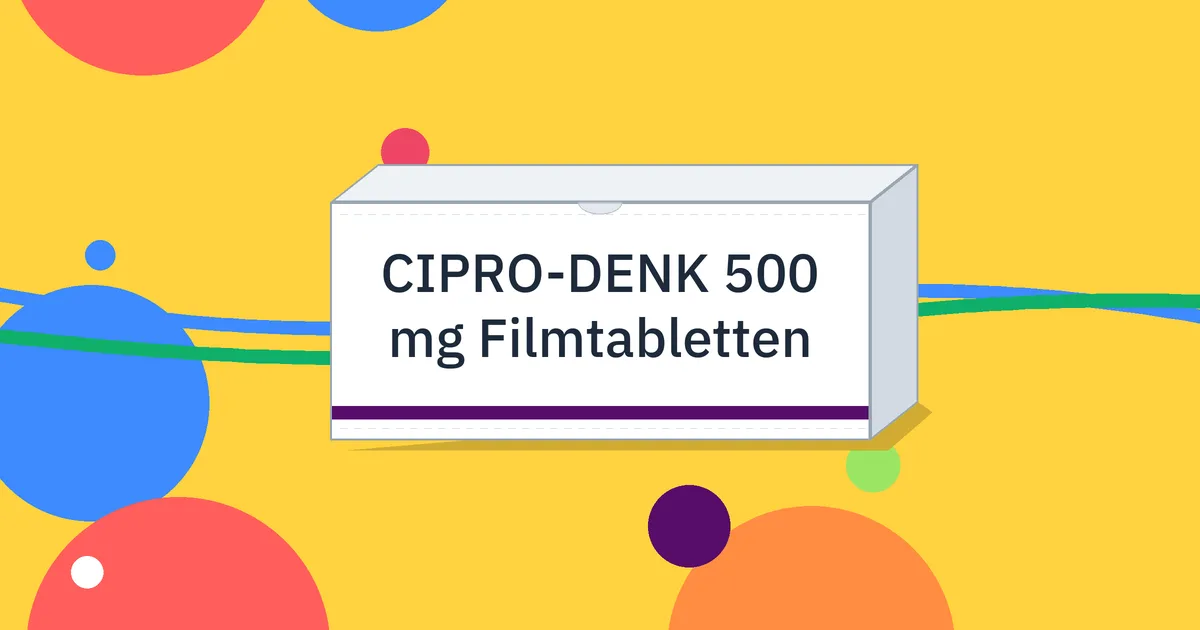 Symbolbild: Packung mit der Aufschrift CIPRO-DENK 500 mg Filmtabletten (PZN 16606147) – Verfügbarkeit und Bezug in Apotheken in Frankfurt am Main