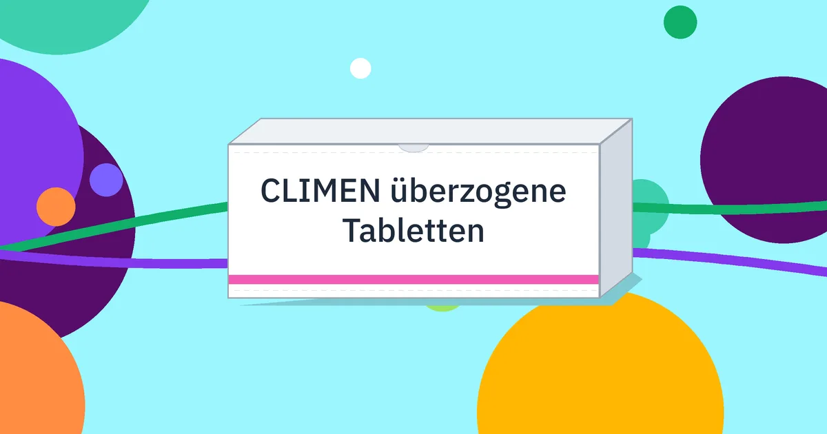 Symbolbild: Packung mit der Aufschrift CLIMEN überzogene Tabletten (PZN 00014367) – Verfügbarkeit und Bezug in Apotheken in Frankfurt am Main
