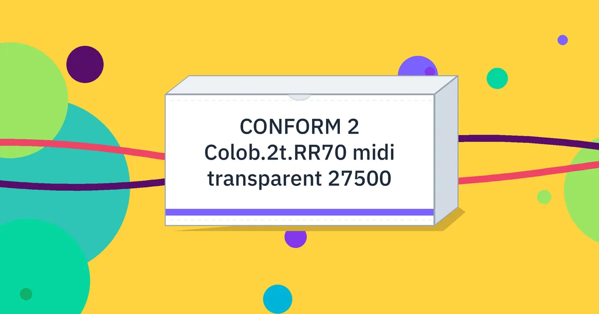 Symbolbild: Packung mit der Aufschrift CONFORM 2 Colob.2t.RR70 midi transparent 27500 (PZN 00347809) – Verfügbarkeit und Bezug in Apotheken in Frankfurt am Main