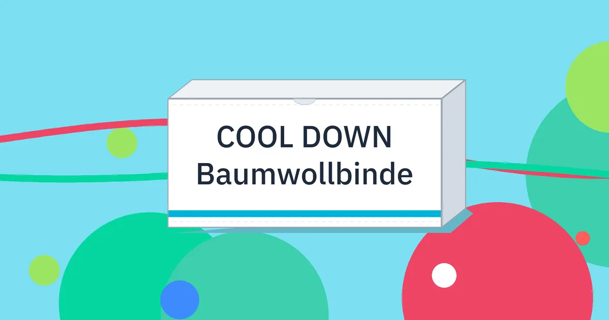 Symbolbild: Packung mit der Aufschrift COOL DOWN Baumwollbinde (PZN 20863453) – Verfügbarkeit und Bezug in Apotheken in Frankfurt am Main