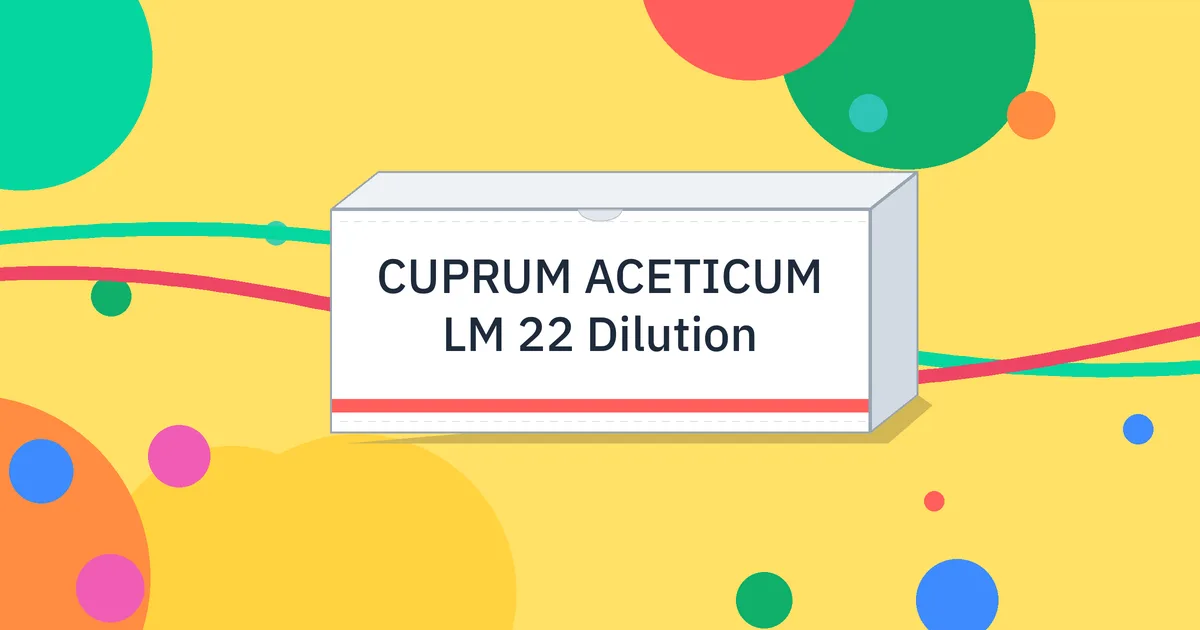 Symbolbild: Packung mit der Aufschrift CUPRUM ACETICUM LM 22 Dilution (PZN 12837401) – Verfügbarkeit und Bezug in Apotheken in Frankfurt am Main