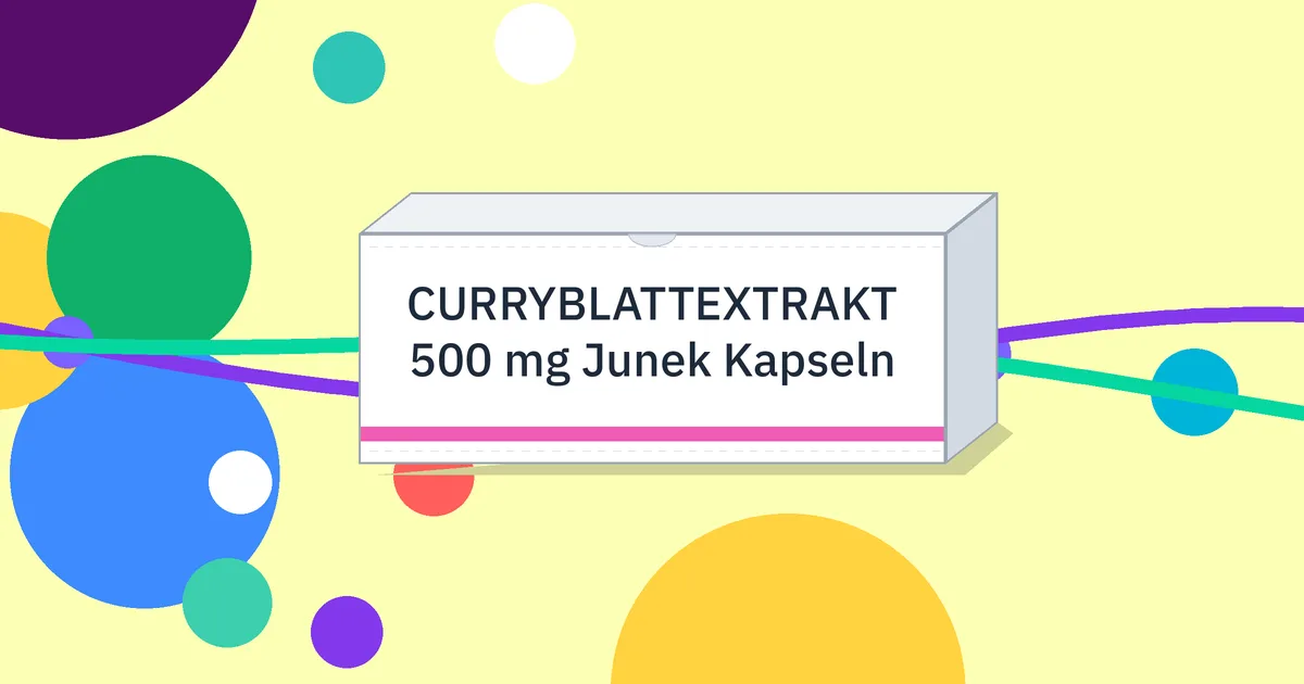 Symbolbild: Packung mit der Aufschrift CURRYBLATTEXTRAKT 500 mg Junek Kapseln (PZN 11146965) – Verfügbarkeit und Bezug in Apotheken in Frankfurt am Main