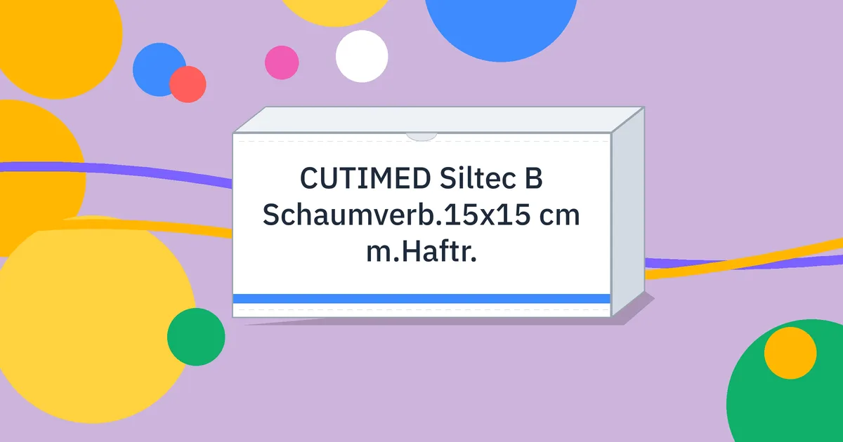 Symbolbild: Packung mit der Aufschrift CUTIMED Siltec B Schaumverb.15x15 cm m.Haftr. (PZN 19507374) – Verfügbarkeit und Bezug in Apotheken in Frankfurt am Main