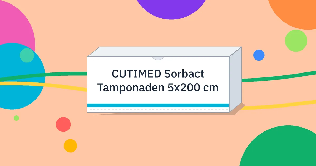 Symbolbild: Packung mit der Aufschrift CUTIMED Sorbact Tamponaden 5x200 cm (PZN 15886676) – Verfügbarkeit und Bezug in Apotheken in Frankfurt am Main