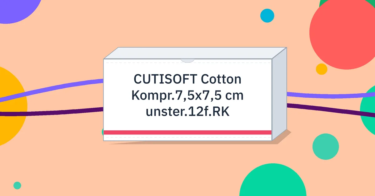 Symbolbild: Packung mit der Aufschrift CUTISOFT Cotton Kompr.7,5x7,5 cm unster.12f.RK (PZN 12656237) – Verfügbarkeit und Bezug in Apotheken in Frankfurt am Main