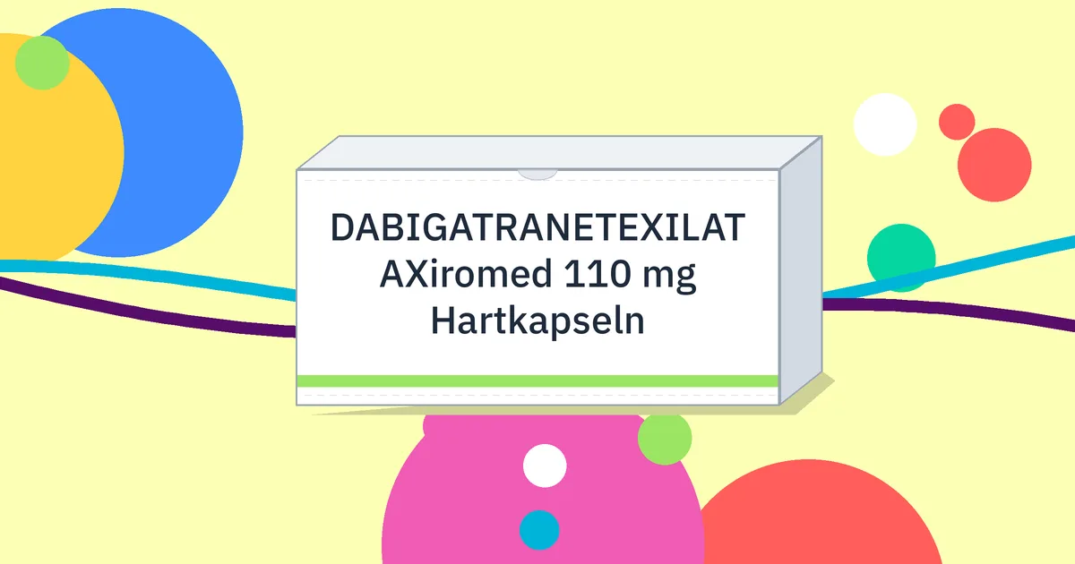 Symbolbild: Packung mit der Aufschrift DABIGATRANETEXILAT AXiromed 110 mg Hartkapseln (PZN 19727934) – Verfügbarkeit und Bezug in Apotheken in Frankfurt am Main