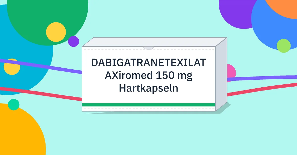 Symbolbild: Packung mit der Aufschrift DABIGATRANETEXILAT AXiromed 150 mg Hartkapseln (PZN 19727874) – Verfügbarkeit und Bezug in Apotheken in Frankfurt am Main