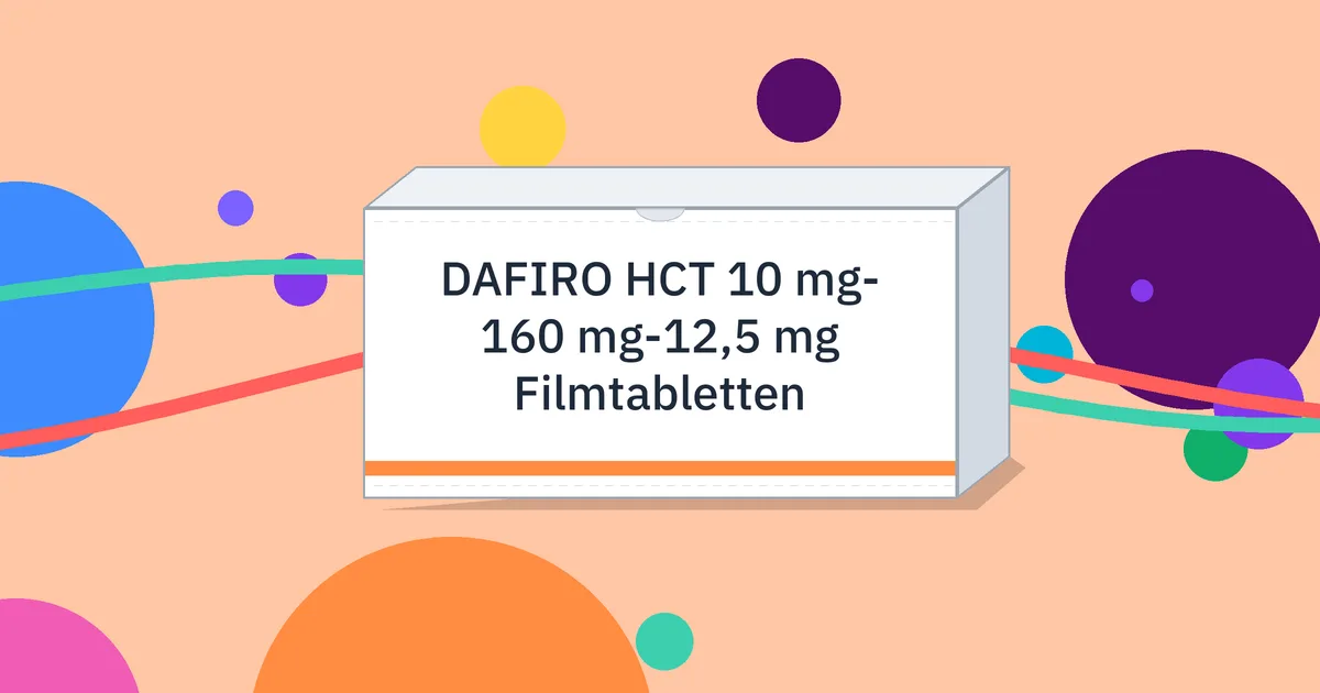 Symbolbild: Packung mit der Aufschrift DAFIRO HCT 10 mg-160 mg-12,5 mg Filmtabletten (PZN 11054588) – Verfügbarkeit und Bezug in Apotheken in Frankfurt am Main
