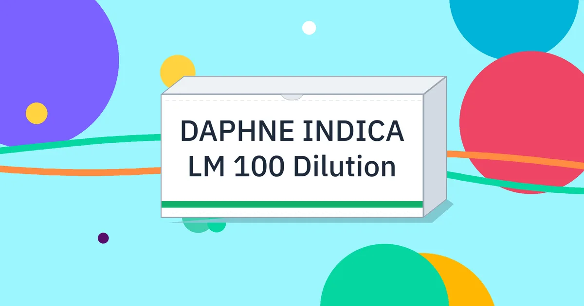 Symbolbild: Packung mit der Aufschrift DAPHNE INDICA LM 100 Dilution (PZN 13461748) – Verfügbarkeit und Bezug in Apotheken in Frankfurt am Main