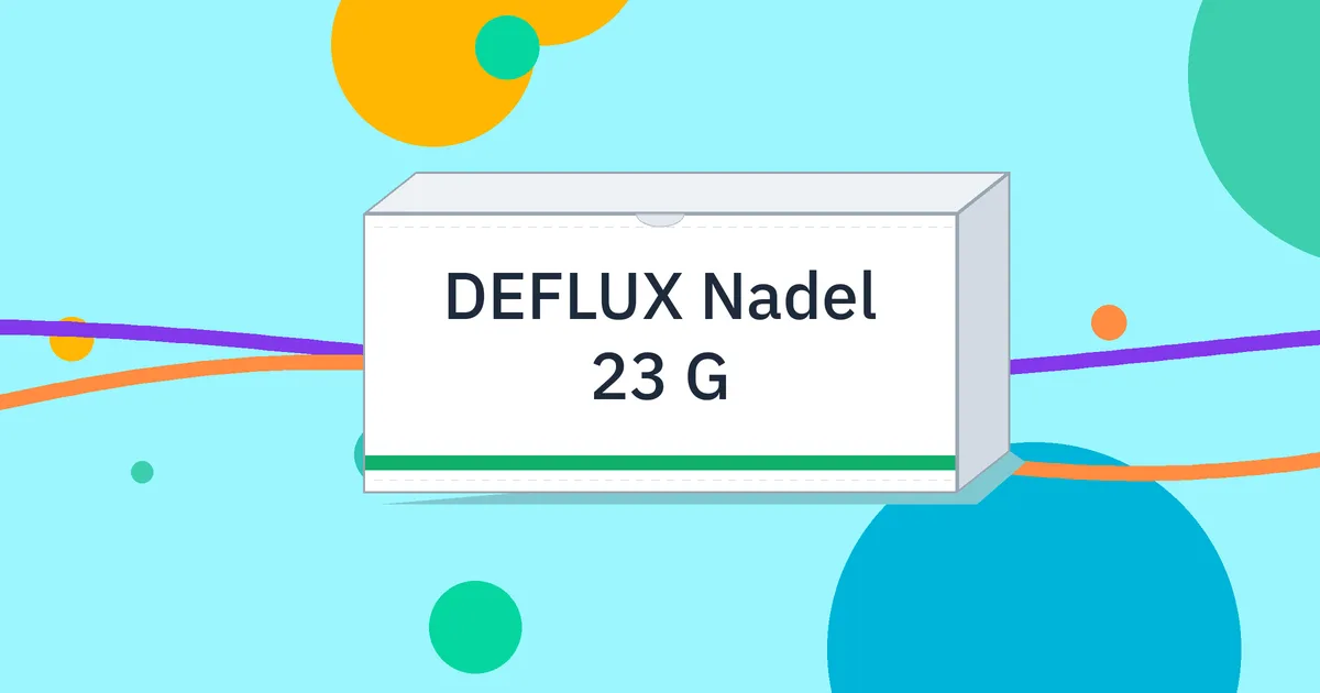 Symbolbild: Packung mit der Aufschrift DEFLUX Nadel 23 G (PZN 04124710) – Verfügbarkeit und Bezug in Apotheken in Frankfurt am Main