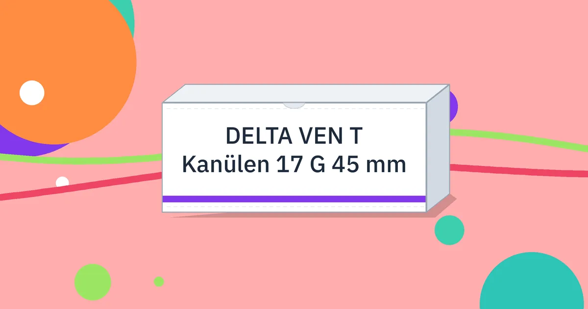 Symbolbild: Packung mit der Aufschrift DELTA VEN T Kanülen 17 G 45 mm (PZN 07757893) – Verfügbarkeit und Bezug in Apotheken in Frankfurt am Main