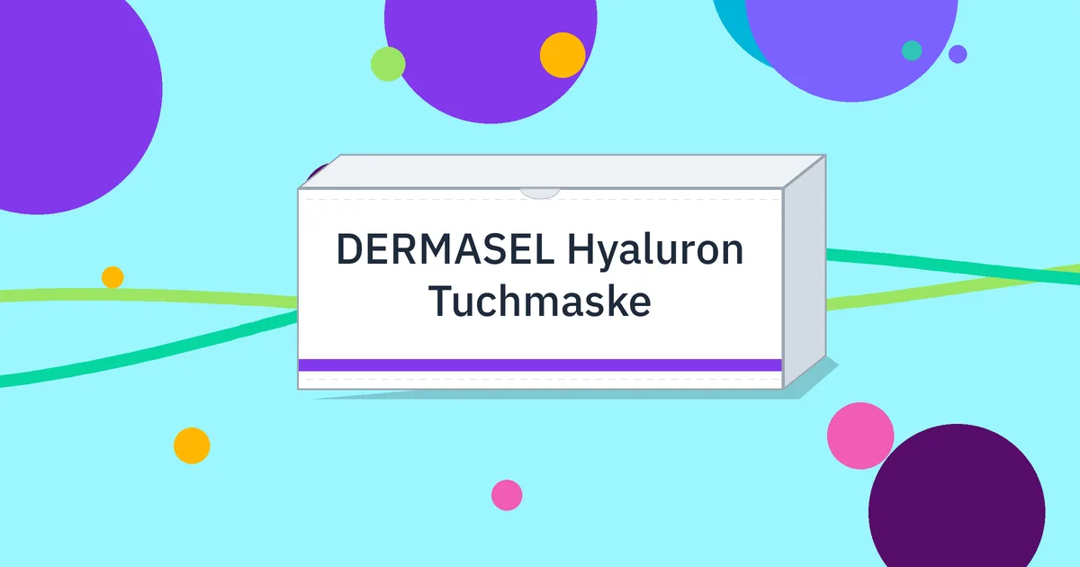 Symbolbild: Packung mit der Aufschrift DERMASEL Hyaluron Tuchmaske (PZN 17587819) – Verfügbarkeit und Bezug in Apotheken in Frankfurt am Main