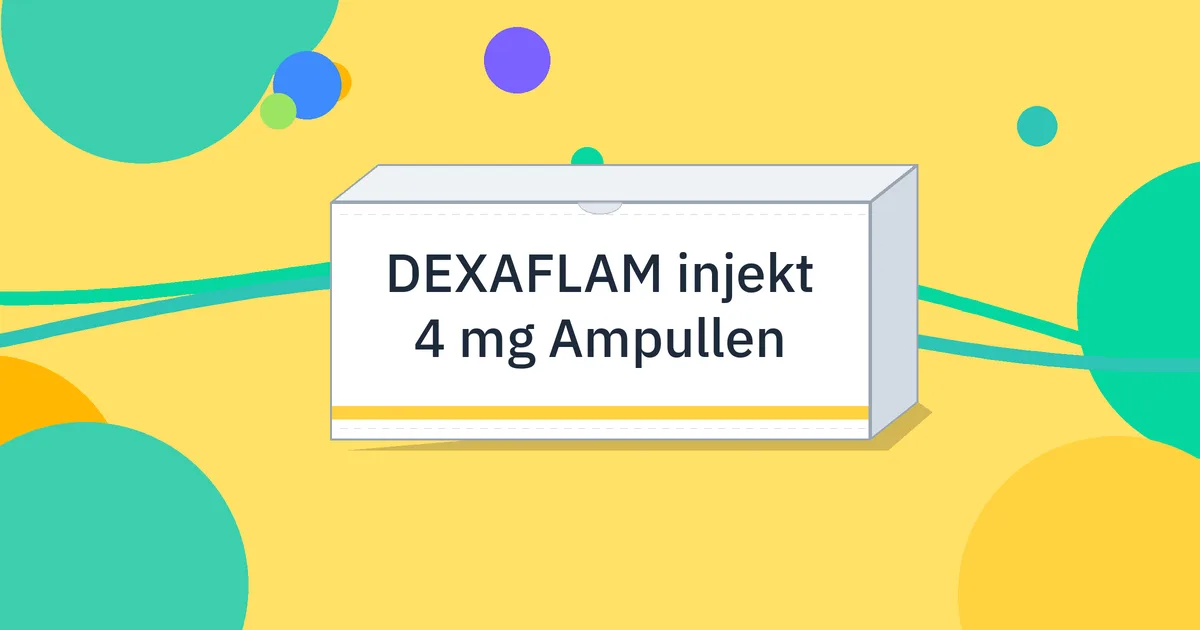 Symbolbild: Packung mit der Aufschrift DEXAFLAM injekt 4 mg Ampullen (PZN 02410877) – Verfügbarkeit und Bezug in Apotheken in Frankfurt am Main