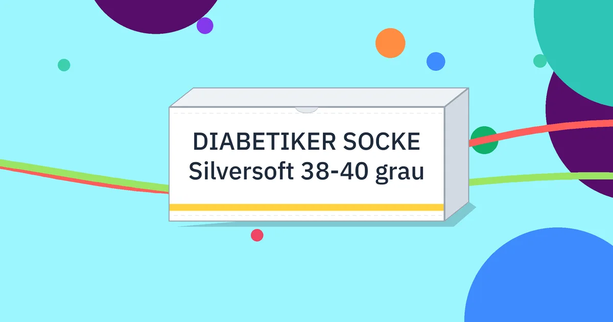 Symbolbild: Packung mit der Aufschrift DIABETIKER SOCKE Silversoft 38-40 grau (PZN 01869898) – Verfügbarkeit und Bezug in Apotheken in Frankfurt am Main