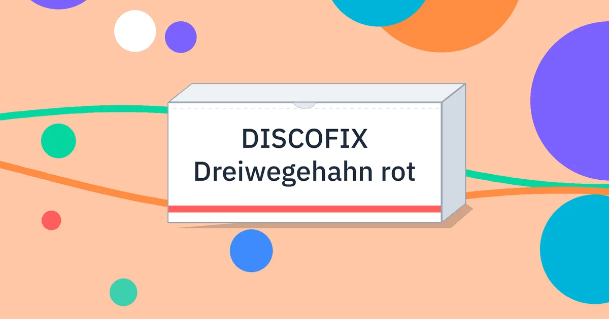 Symbolbild: Packung mit der Aufschrift DISCOFIX Dreiwegehahn rot (PZN 09329931) – Verfügbarkeit und Bezug in Apotheken in Frankfurt am Main