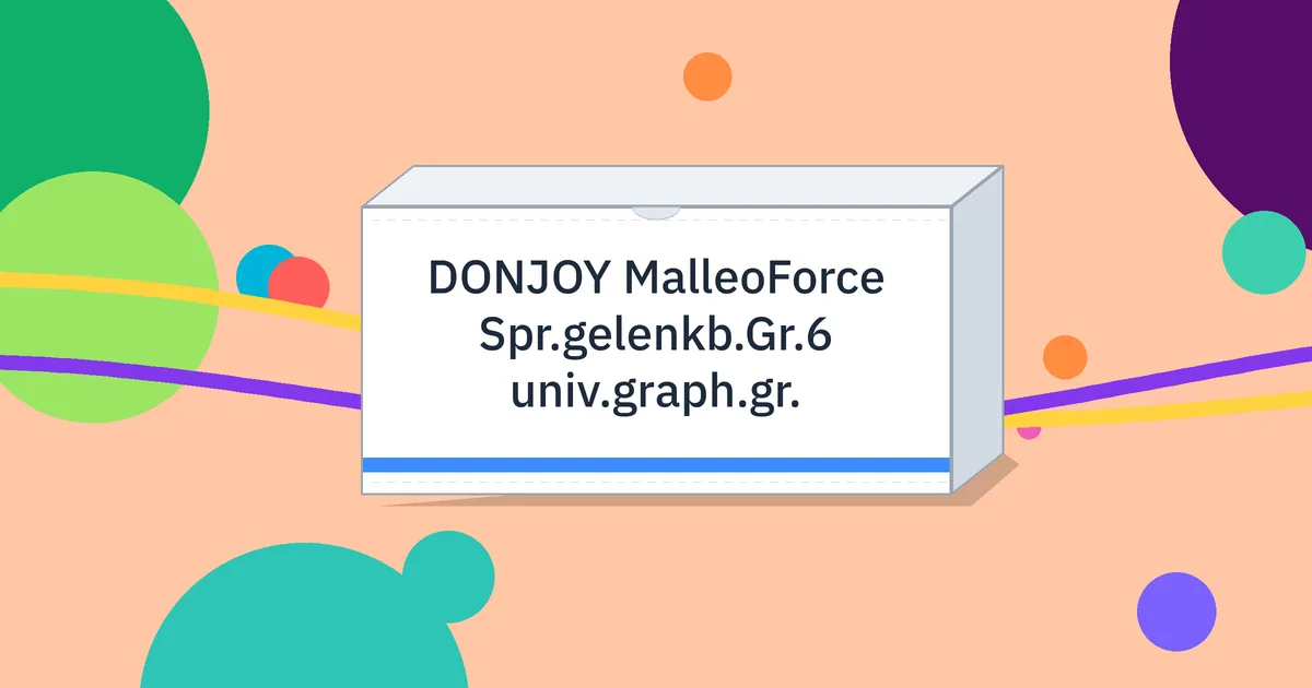 Symbolbild: Packung mit der Aufschrift DONJOY MalleoForce Spr.gelenkb.Gr.6 univ.graph.gr. (PZN 18668661) – Verfügbarkeit und Bezug in Apotheken in Frankfurt am Main