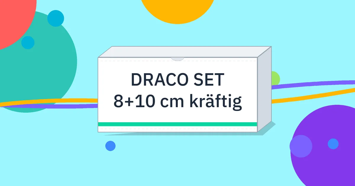 Symbolbild: Packung mit der Aufschrift DRACO SET 8+10 cm kräftig (PZN 02571669) – Verfügbarkeit und Bezug in Apotheken in Frankfurt am Main