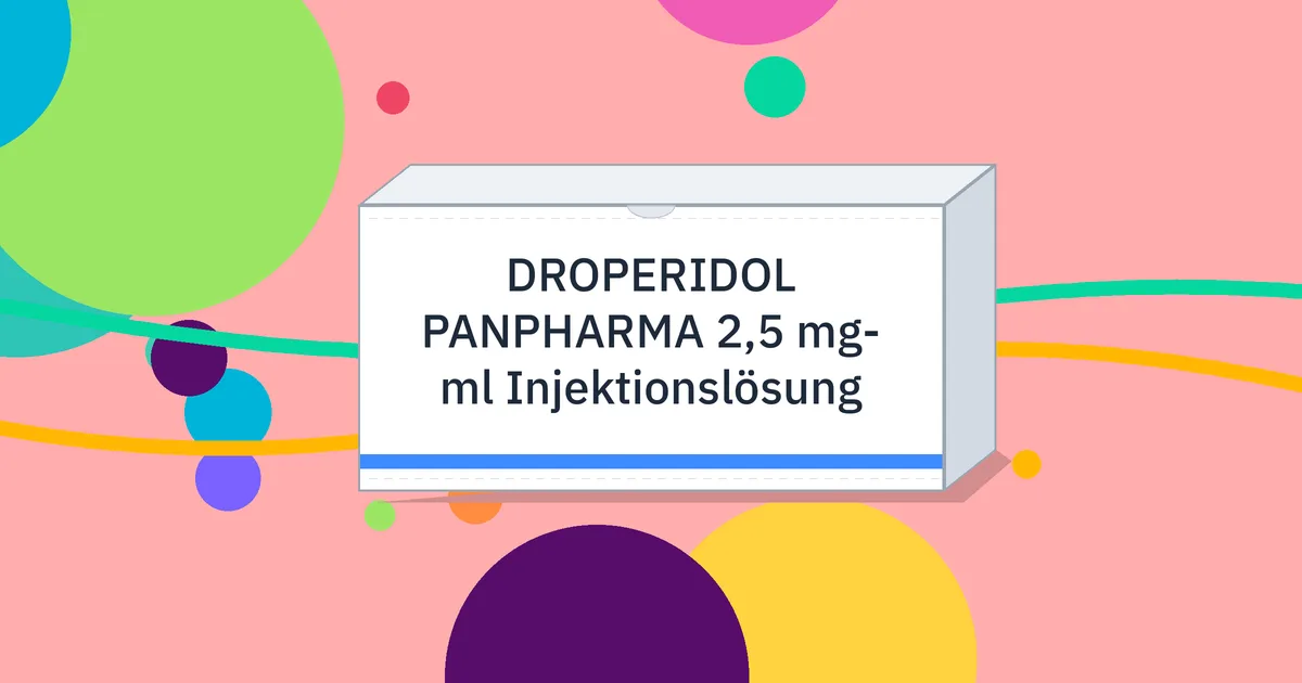 Symbolbild: Packung mit der Aufschrift DROPERIDOL PANPHARMA 2,5 mg-ml Injektionslösung (PZN 16199914) – Verfügbarkeit und Bezug in Apotheken in Frankfurt am Main